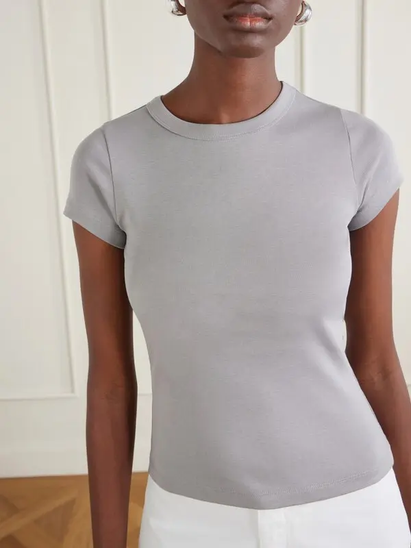 FLORE FLORE Ribbed Organic Cotton-jersey T-shirt - Gray
