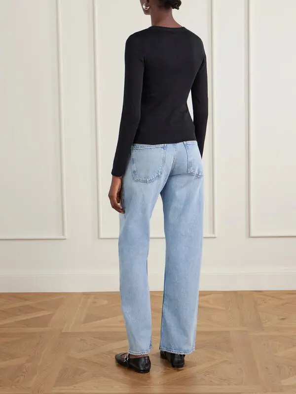 FLORE FLORE Iman Organic Cotton Long Sleeve V-neck T-shirt