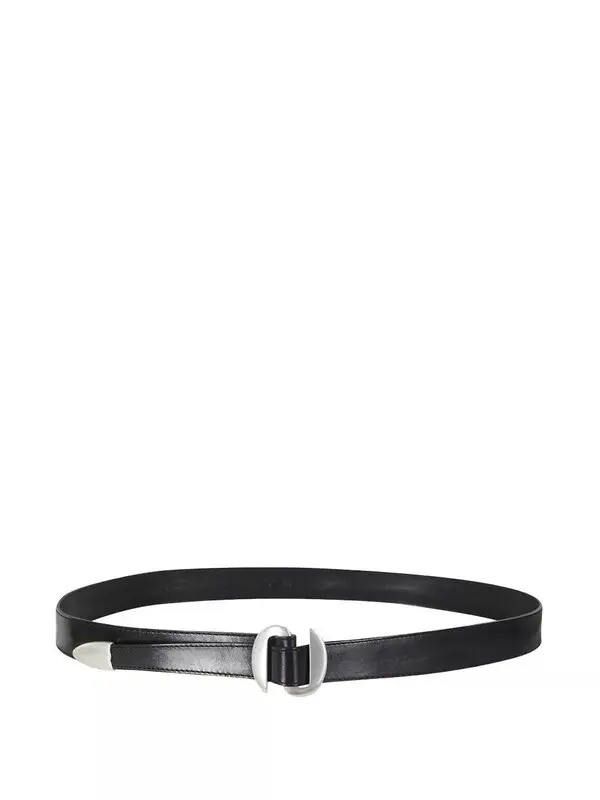 ORTIGNI Sculptural Buckle Leather Belt - Black