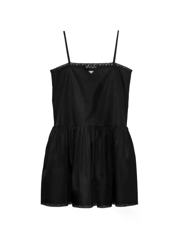 Prada Re-nylon Mini Dress With Lace Trim