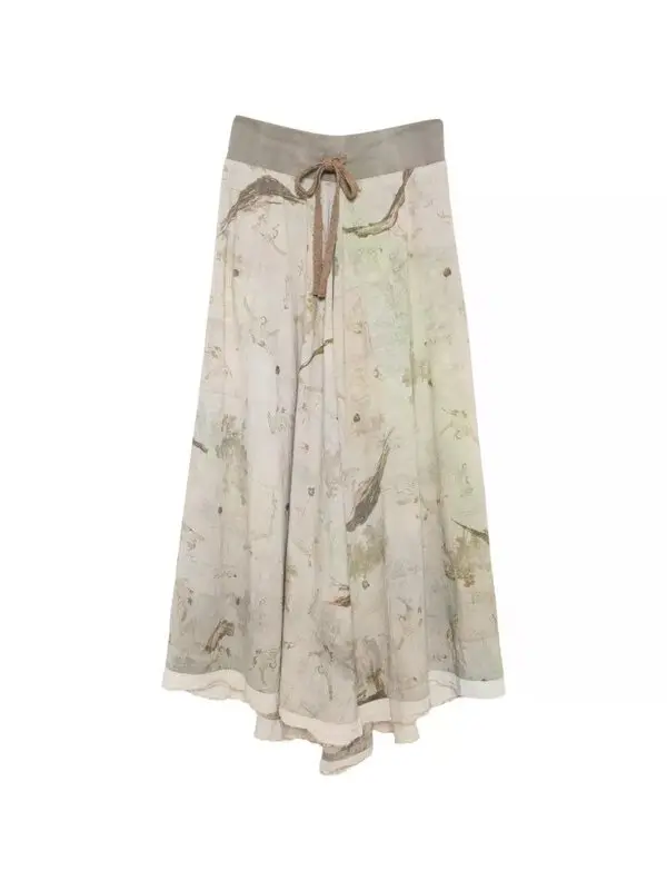 ZIGGY CHEN Graphic Print Maxi Skirt - Neutrals