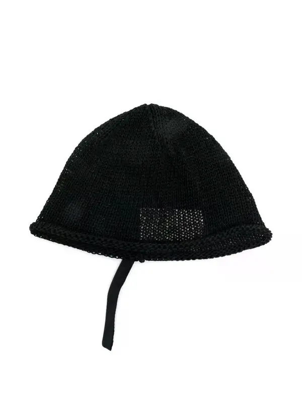 FORME D'EXPRESSION Knitted Mesh Beanie Hat - Black