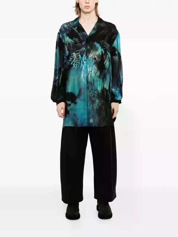 Yohji Yamamoto Graphic-print Camp-collar Shirt