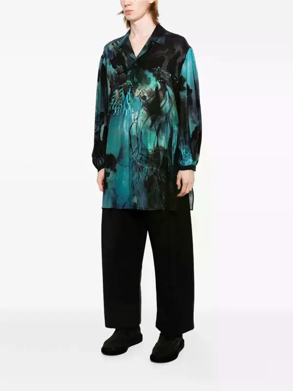 Yohji Yamamoto Graphic-print Camp-collar Shirt