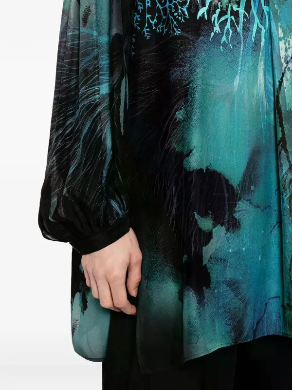 Yohji Yamamoto Graphic-print Camp-collar Shirt
