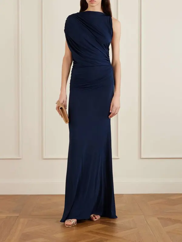 Alex Perry Ruched Draped Jersey Gown