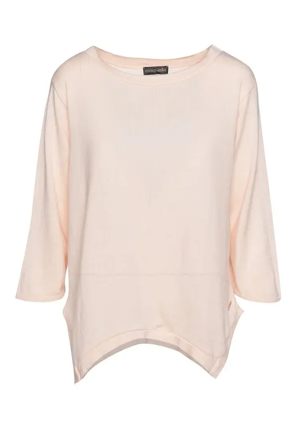 CONQUISTA Knit Cotton Top With Uneven Hemline
