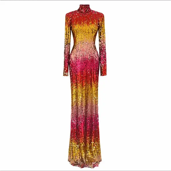 SANCTUMUM Aquadiastrella Sequinned Maxi Gown