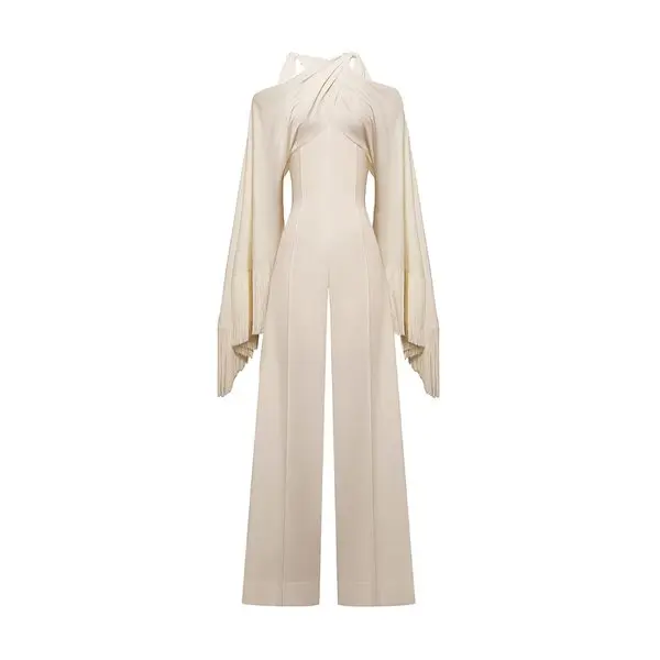 SANCTUMUM Caelestis Jumpsuit With Fringed Sleeves - White