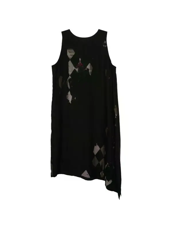 Y’s Asymmetrical Argyle Print Dress