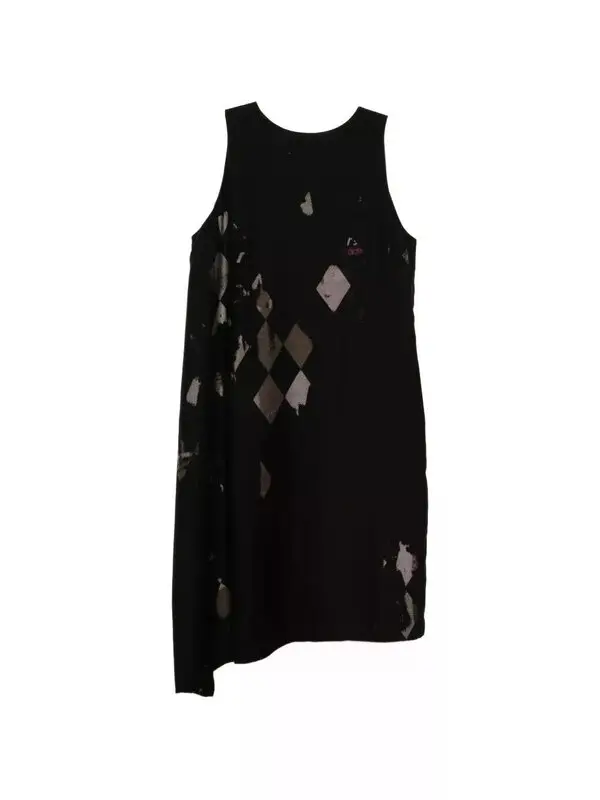 Y’s Asymmetrical Argyle Print Dress