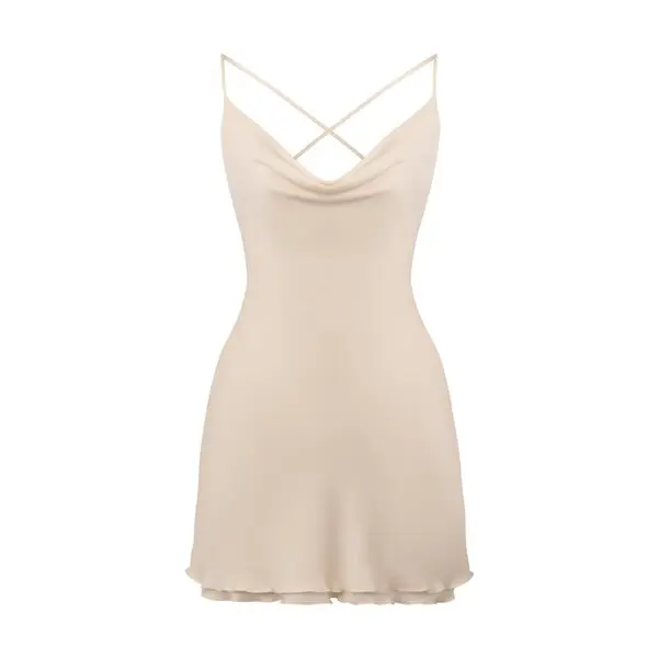 SANCTUMUM Citadel Slip Mini Dress With Ruffle Hem - White