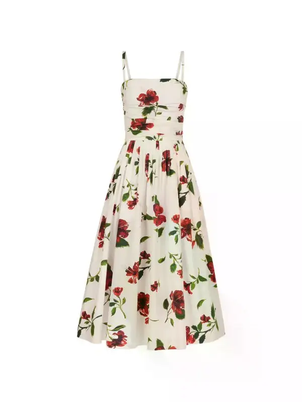 Oscar De La Renta Floral Cotton Poplin Dress