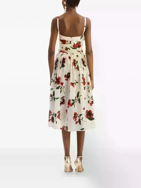 Oscar De La Renta Floral Cotton Poplin Dress