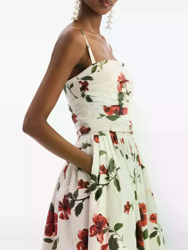 Oscar De La Renta Floral Cotton Poplin Dress
