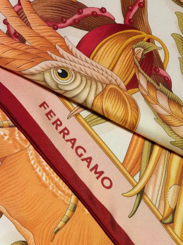 FERRAGAMO Parrots Bandeau Scarf - Orange