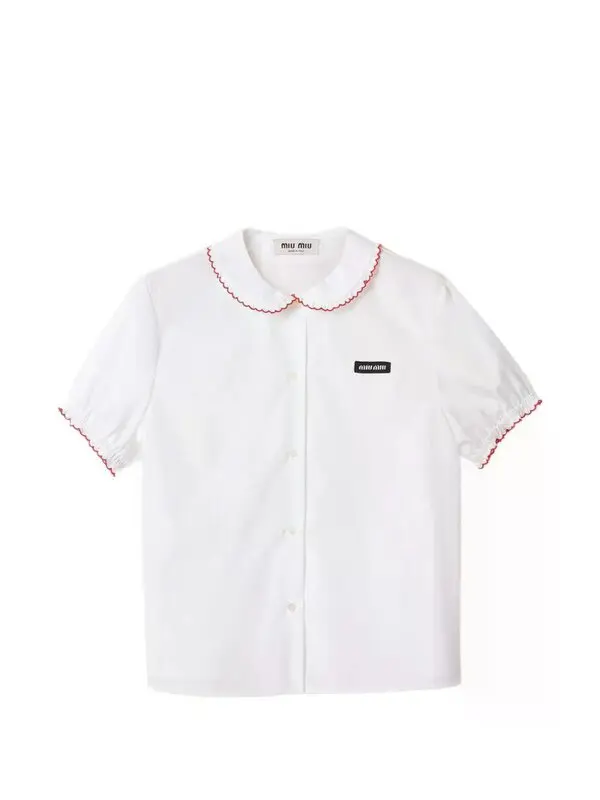 Miu Miu Embroidered Poplin Shirt - White