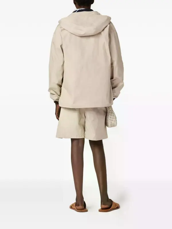 Miu Miu Panama Cotton Bermuda Shorts With Leather Tie