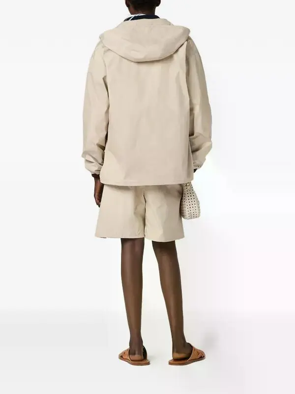 Miu Miu Panama Cotton Bermuda Shorts With Leather Tie Detail