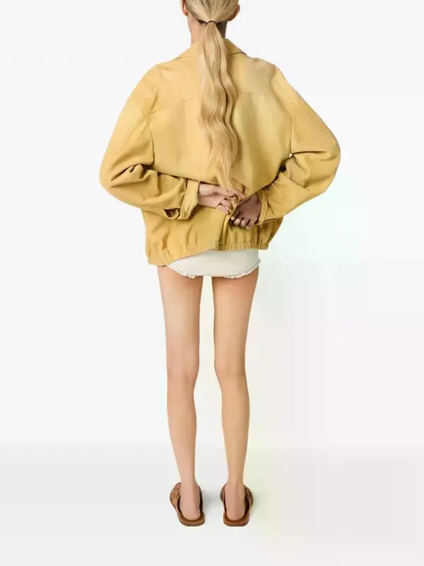 Miu Miu Waxed Suede Blouson Jacket - Yellow