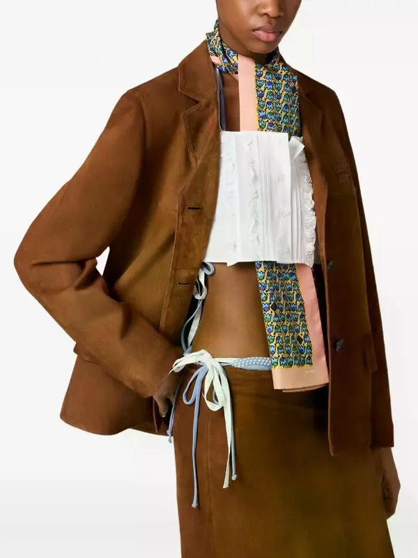 Miu Miu Poplin Cropped Top With Ruffle Detailing