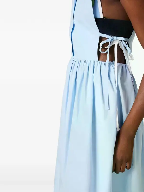 Miu Miu Sleeveless Poplin Shirt Dress With Side Ties - Blue