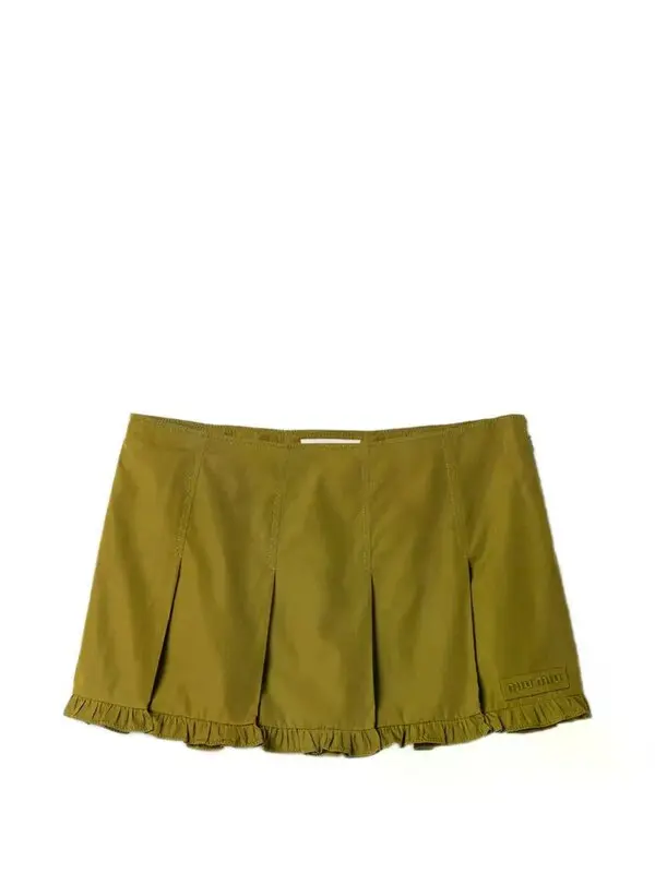 Miu Miu Poplin Pleated Mini Skirt - Green