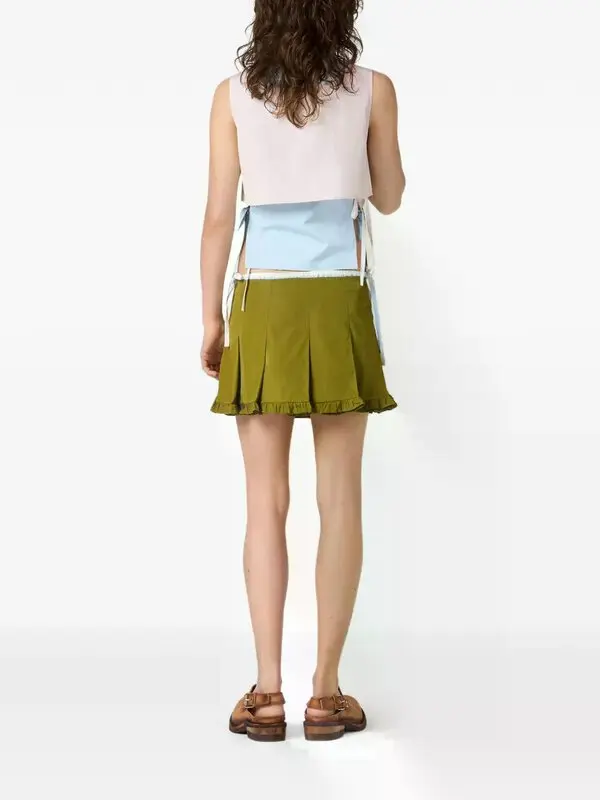 Miu Miu Poplin Pleated Mini Skirt - Green