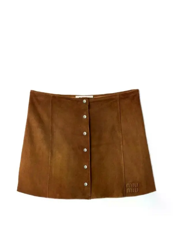 Miu Miu Waxed Suede Mini Skirt - Brown