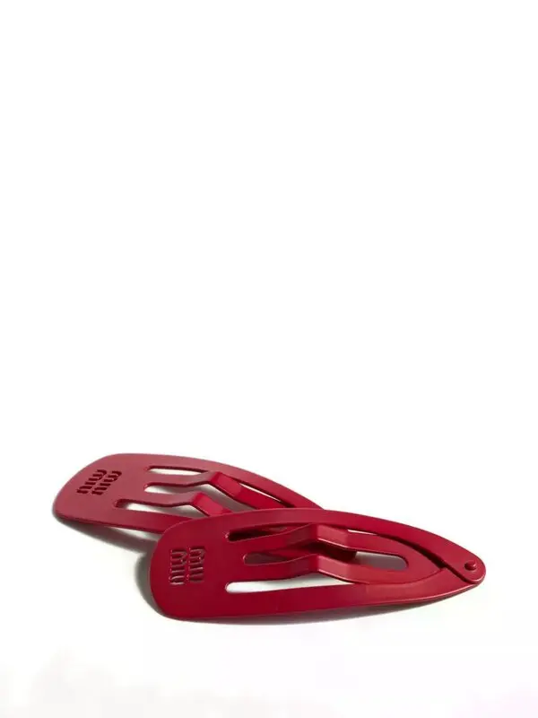 Miu Miu Set Of 2 Metal Hair Clips - Red