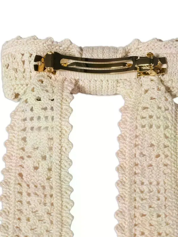 Miu Miu Cotton Filet Bow Hair Clip - Neutrals