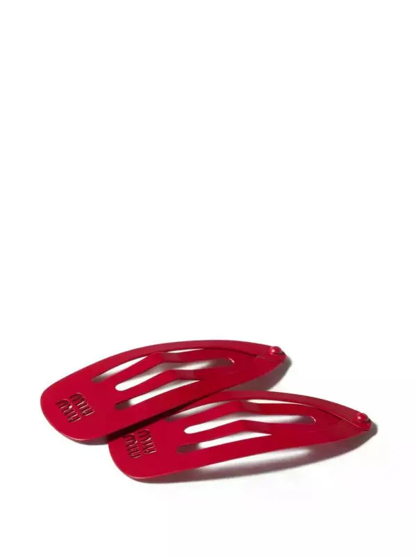 Miu Miu Metal Hair Clips - Red