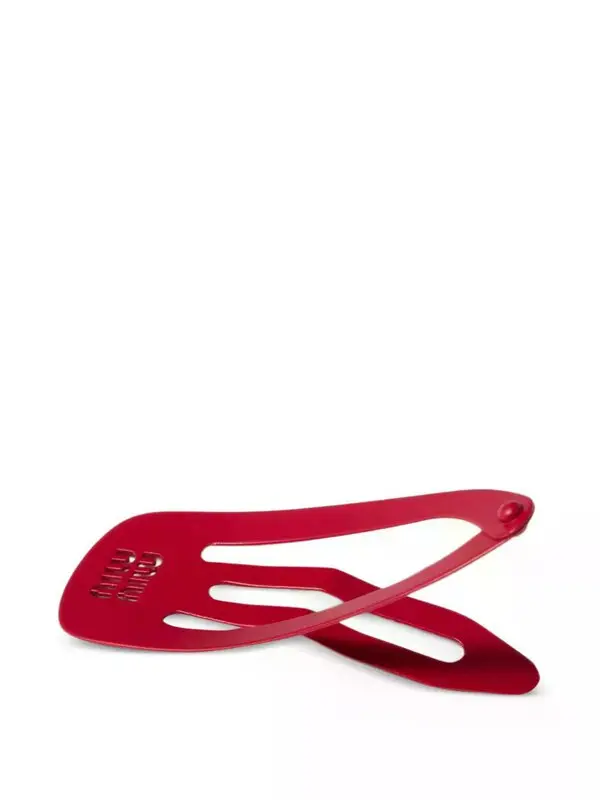 Miu Miu Set Of 2 Perforated Logo Hair Clips - Red