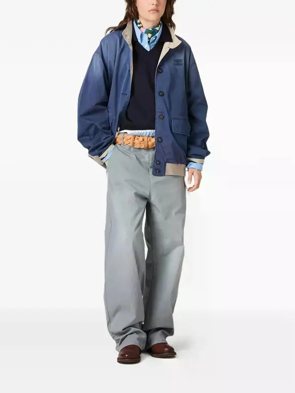 Miu Miu Garment-dyed Twill Pants - Grey