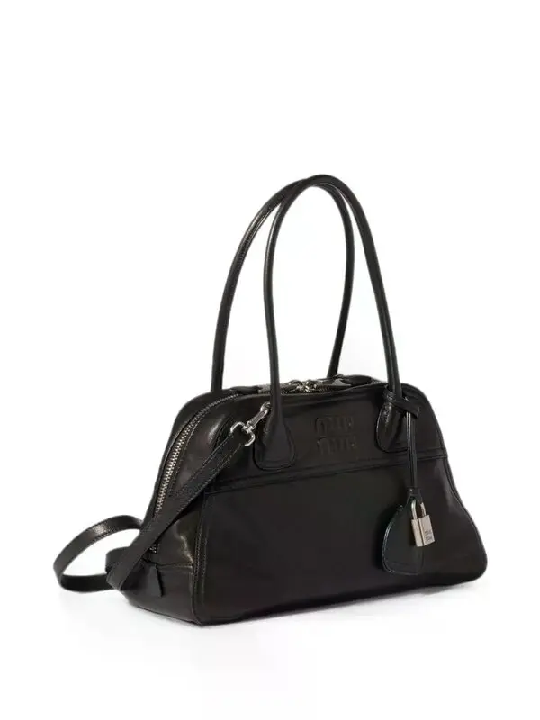 Miu Miu Vivant Logo-embossed Leather Tote Bag - Black
