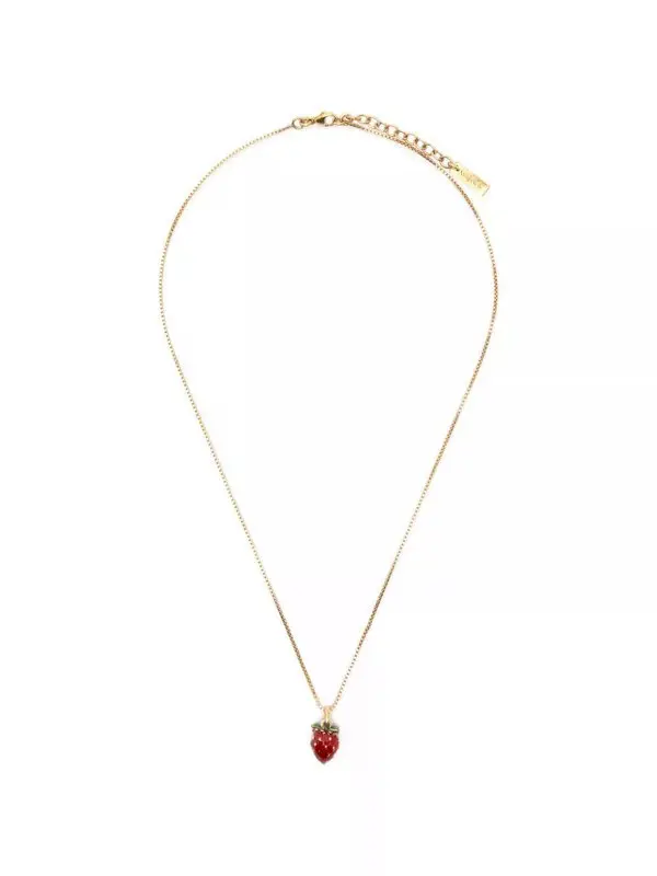 Saint Laurent Tone Strawberry Pendant Necklace - Gold