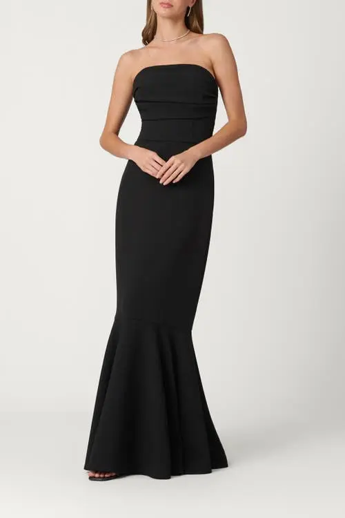 Shoshanna Strapless Stretch Crepe Stephanie Gown - Jet