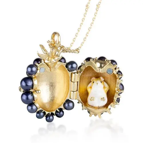 BILL SKINNER STUDIO Blackberry Mouse Locket Necklace - Blackberry & Mouse