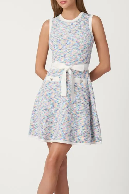 Shoshanna Talmadge Textured Knit Mini Dress - Candy Multi/white