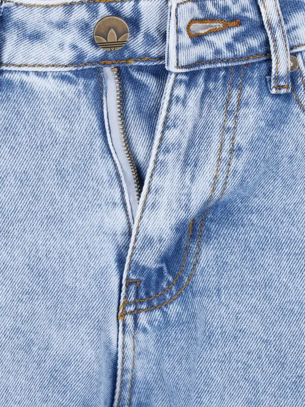 Adidas Straight Leg Jeans With Iconic Stripes - Light Blue