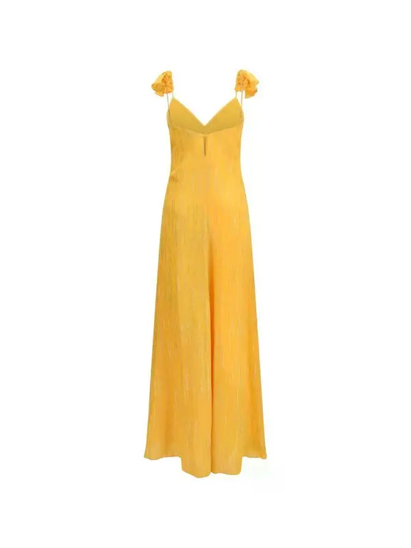 FORTE_FORTE Jacquard Maxi Dress With Ruffled Straps - Yellow