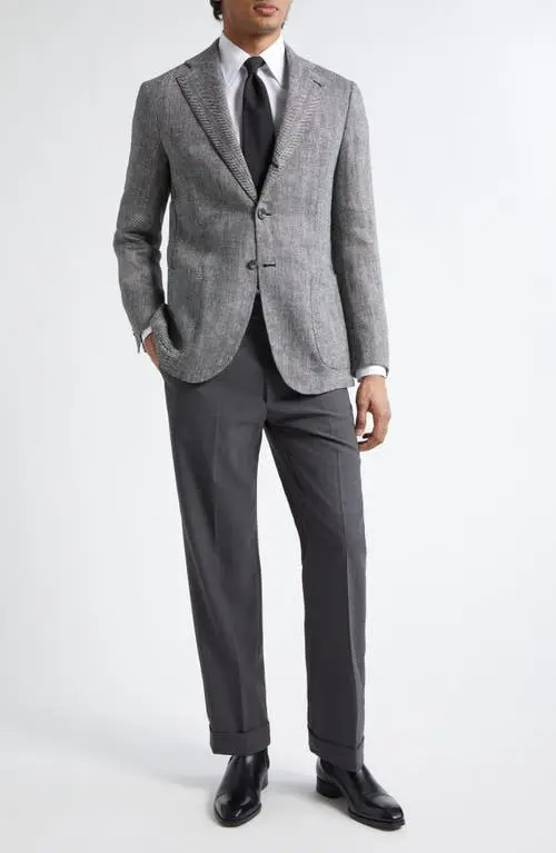 J. MUESER Waverly Linen Herringbone Sport Coat