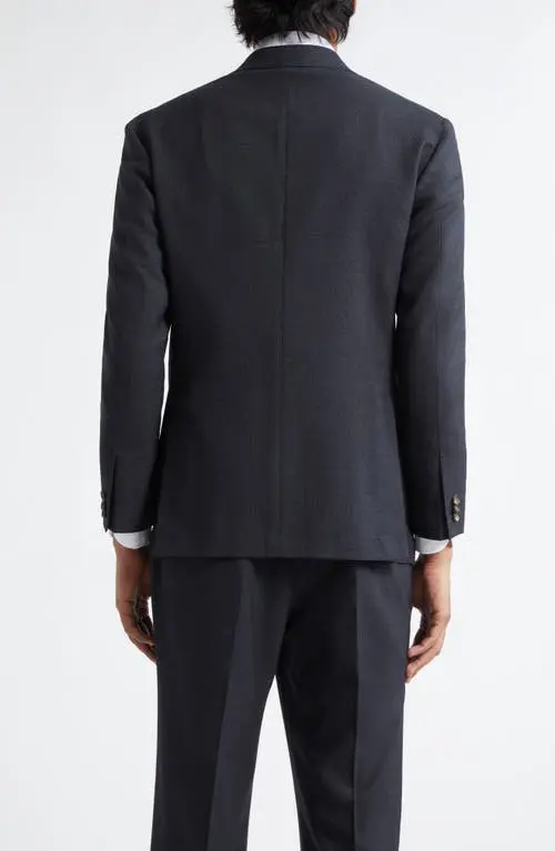 J. MUESER Double Breasted Virgin Wool Hopsack Blazer