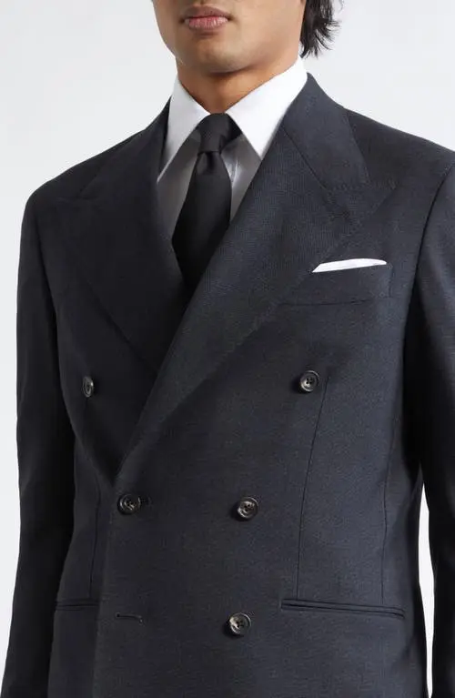 J. MUESER Double Breasted Virgin Wool Hopsack Blazer