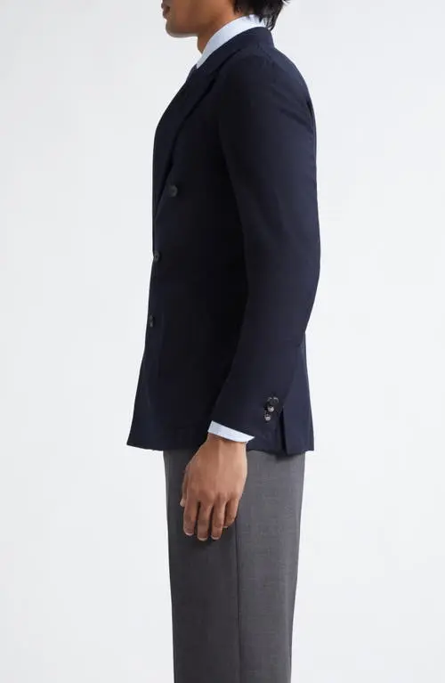 J. MUESER Double Breasted Virgin Wool Hopsack Blazer