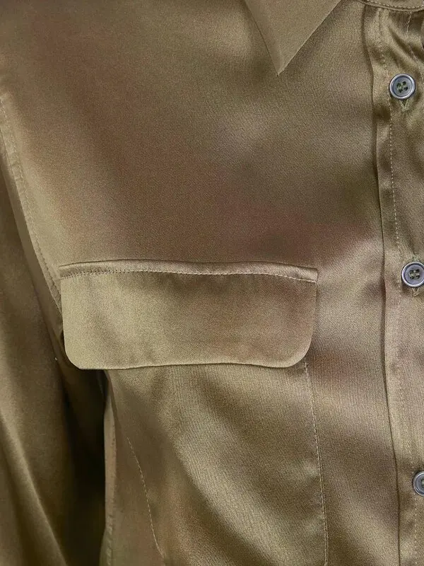 ARCHIVIO '67 Silk Satin Shirt With Flap Pockets - Green