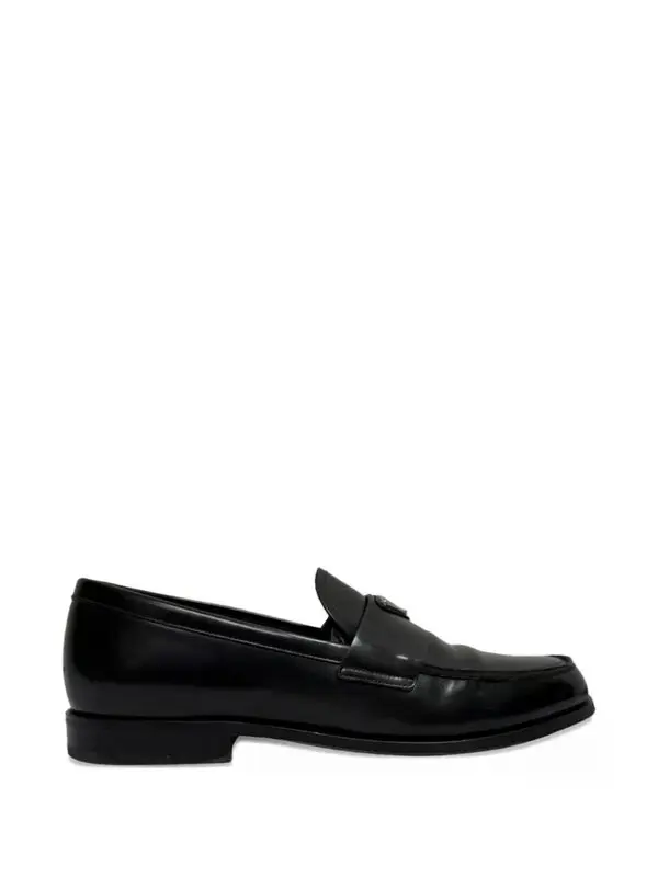 Prada Logo Plaque Brushed Loafers - Black