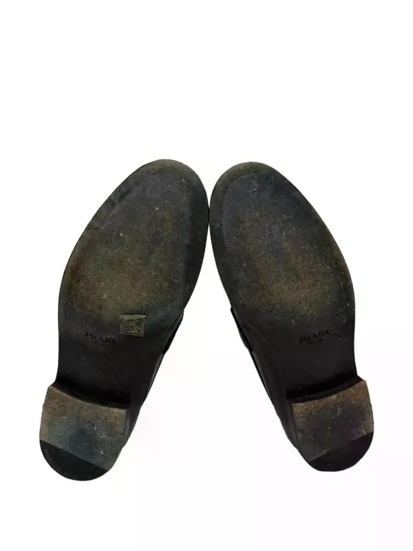 Prada Logo Plaque Brushed Loafers - Black
