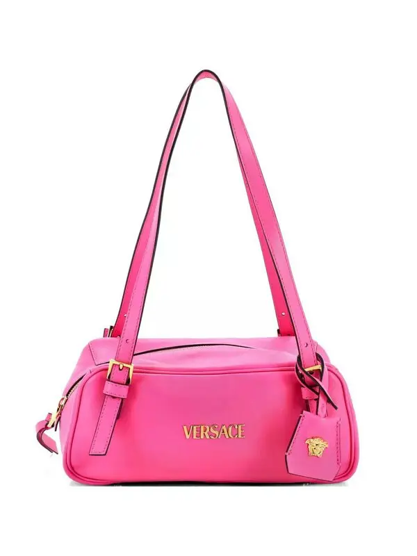Versace Leather Shoulder Bag With Tag Detail - Pink