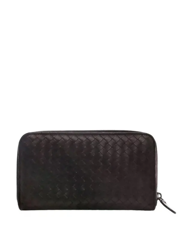 Bottega Veneta 2012-2026 Leather Intrecciato Zip Around Wallet Long Wallets - Brown